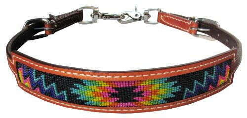 Medium Leather Wither Strap With Beaded Rainbow Pattern Inlay ...